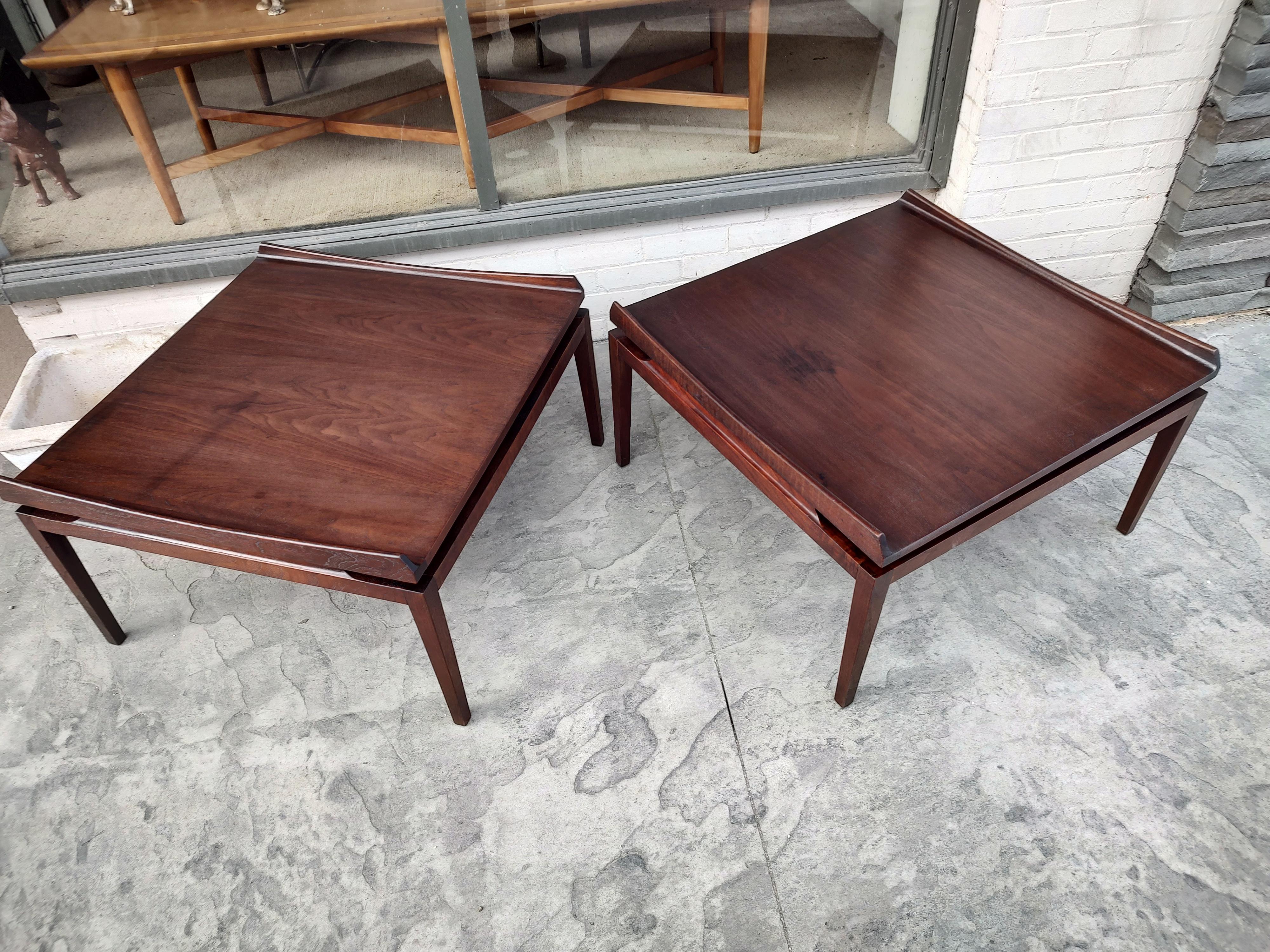 Pair of Mid Century Modern Floating Top End / Cocktail Tables by Jens Risom For Sale at 1stDibs