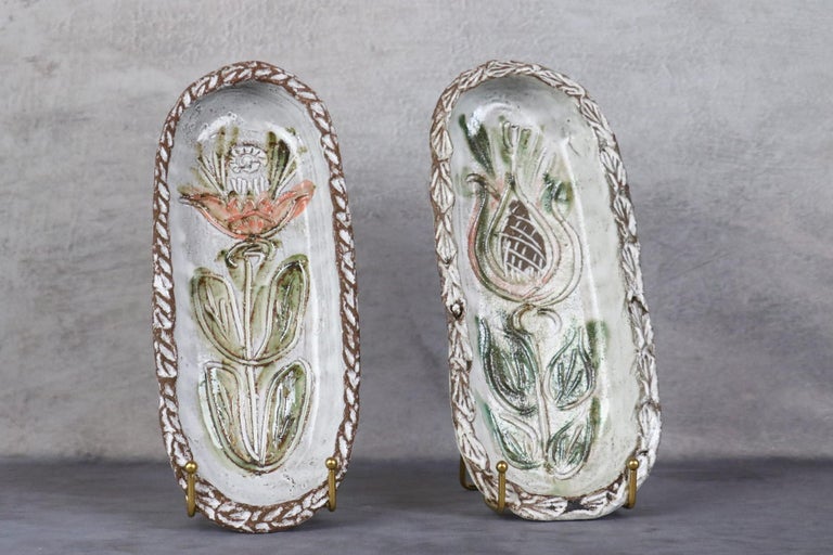 Pair of Mid-Century Modern French Ceramic Decorative Trays Albert Thiry ...