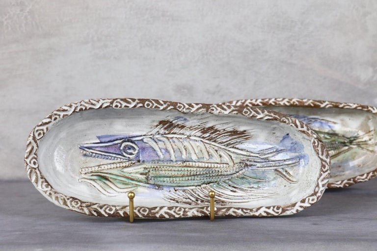 Pair of Mid-Century Modern French Ceramic Decorative Trays Albert Thiry ...