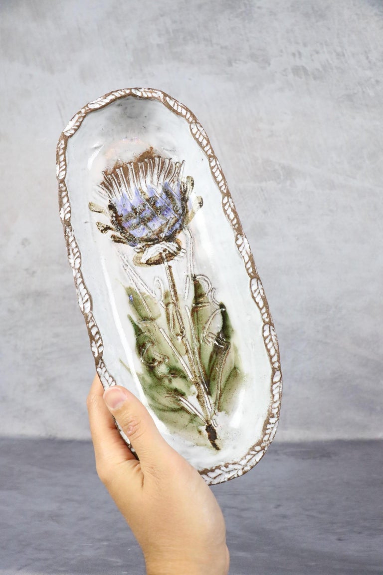 Pair of Mid-Century Modern French Ceramic decorative trays Albert Thiry ...