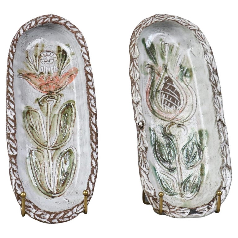 Pair of Mid-Century Modern French Ceramic Decorative Trays Albert Thiry ...