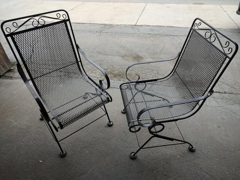 Pair of Mid-Century Modern Garden Spring Mesh Lounge Chairs by Russell ...