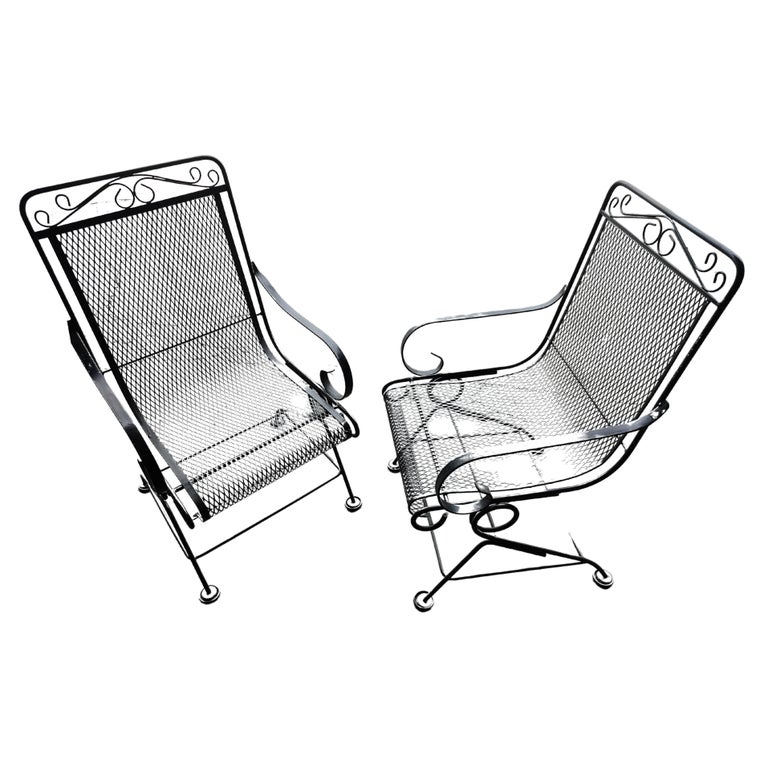 Pair of Mid-Century Modern Garden Spring Mesh Lounge Chairs by Russell ...