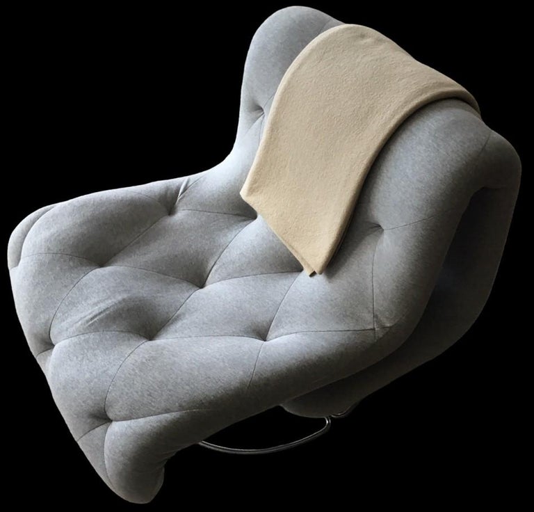 Pair of Mid-Century Modern Gray Fabric Curved Lounge Chairs For Sale at ...