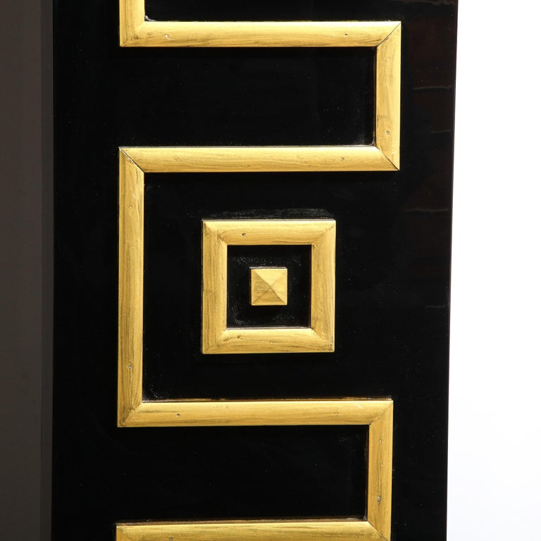 Pair of Mid-Century Modern Greek Key Custom Pedestal Cabinets by James ...