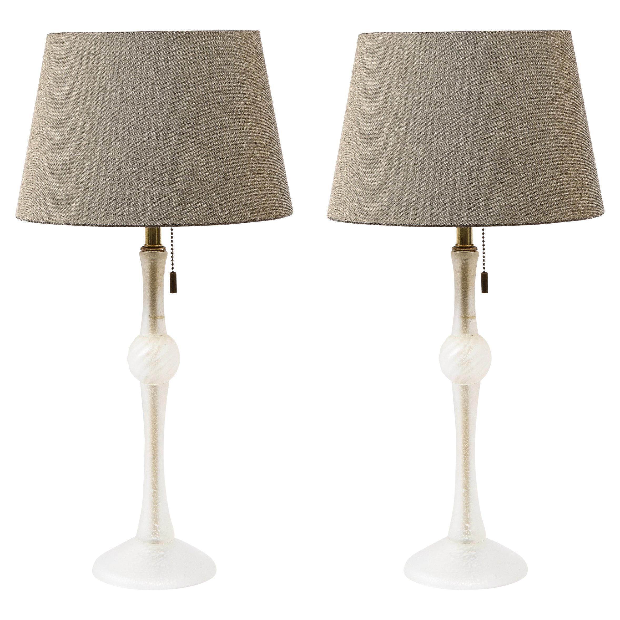 Mid-Century Modern Pair of Table Lamps in Handblown Murano Glass, circa ...