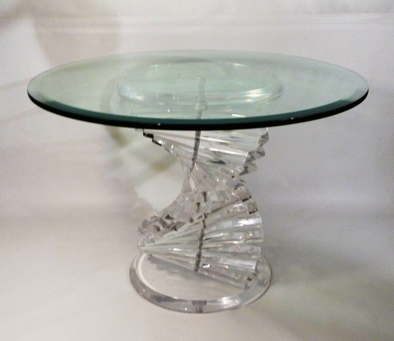 Pair of Mid-Century Modern Helix Lucite Spiral Side Tables at 1stDibs