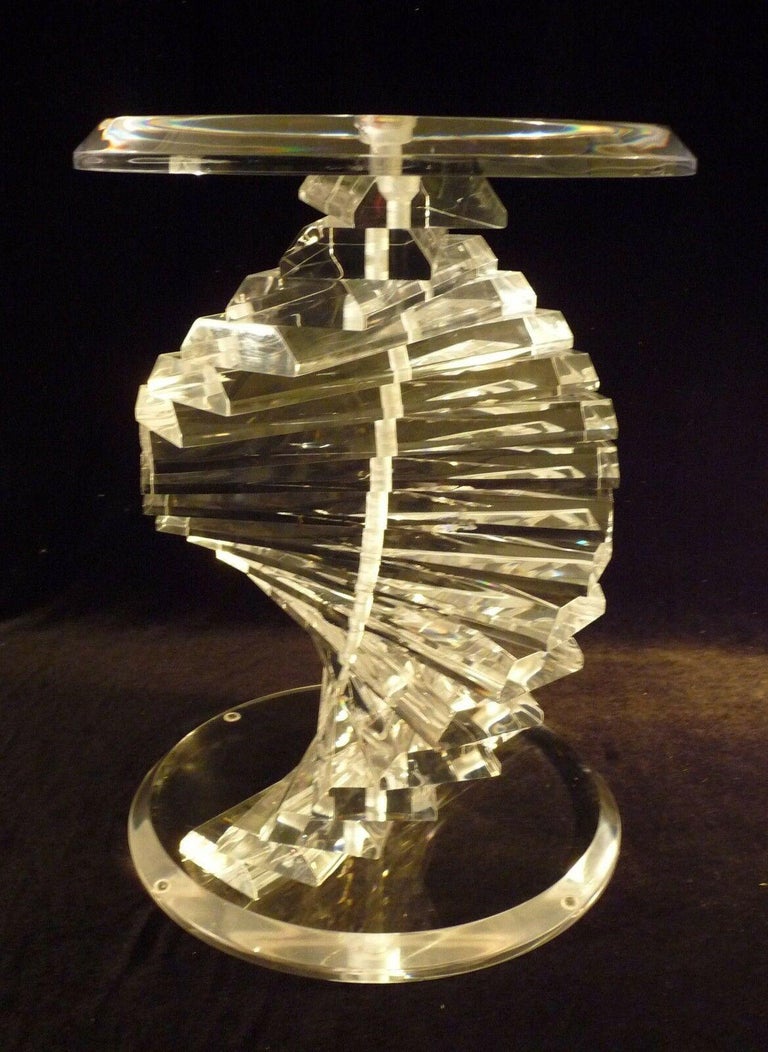 Pair of Mid-Century Modern Helix Lucite Spiral Side Tables at 1stDibs