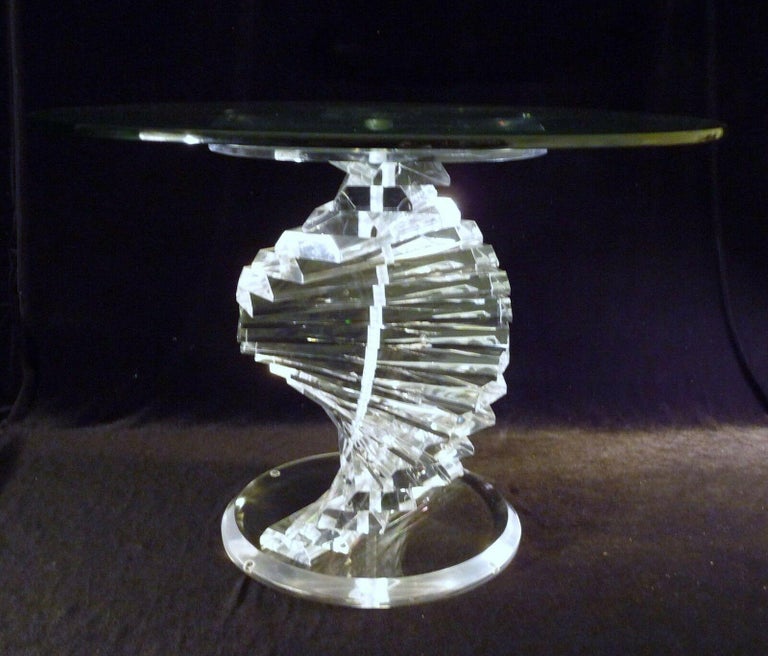 Pair of Mid-Century Modern Helix Lucite Spiral Side Tables at 1stDibs