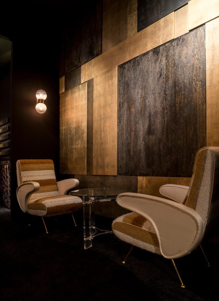 Pair of Mid-Century Modern Italian Chairs Upholstered in Textured Wool ...