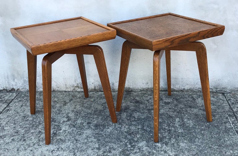 Pair of Mid Century French Red Oak Side Tables For Sale at 1stDibs ...