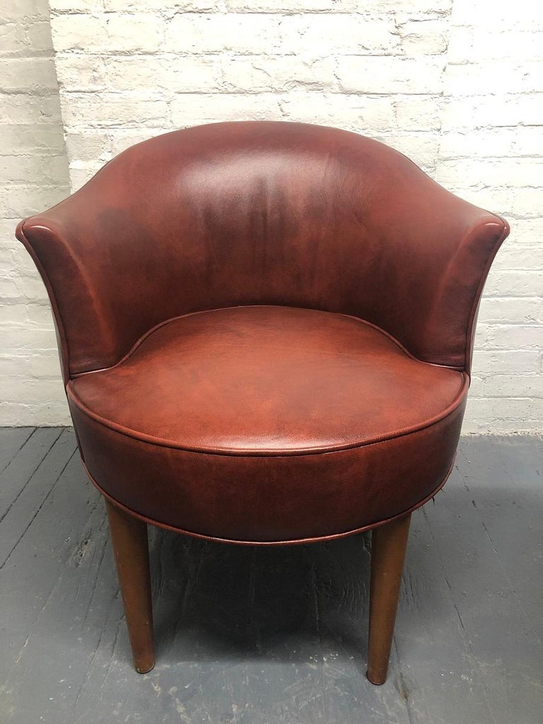 Pair of Edward Wormley Leather Swivel Chairs For Sale at 1stDibs