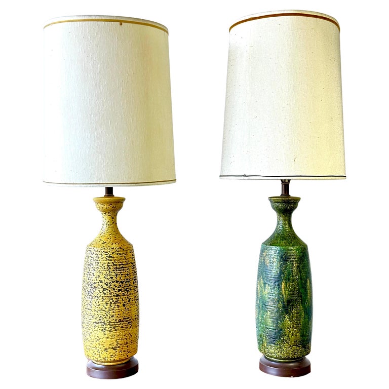 Pair of Mid-Century Modern Lemon and Lime Ceramic Table Lamps Yellow ...