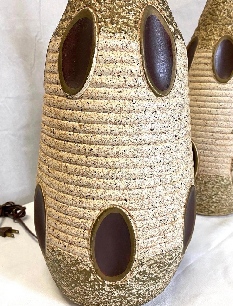 Pair of Mid-Century Modern Leviton Ceramic Art Pottery Table Lamps at ...