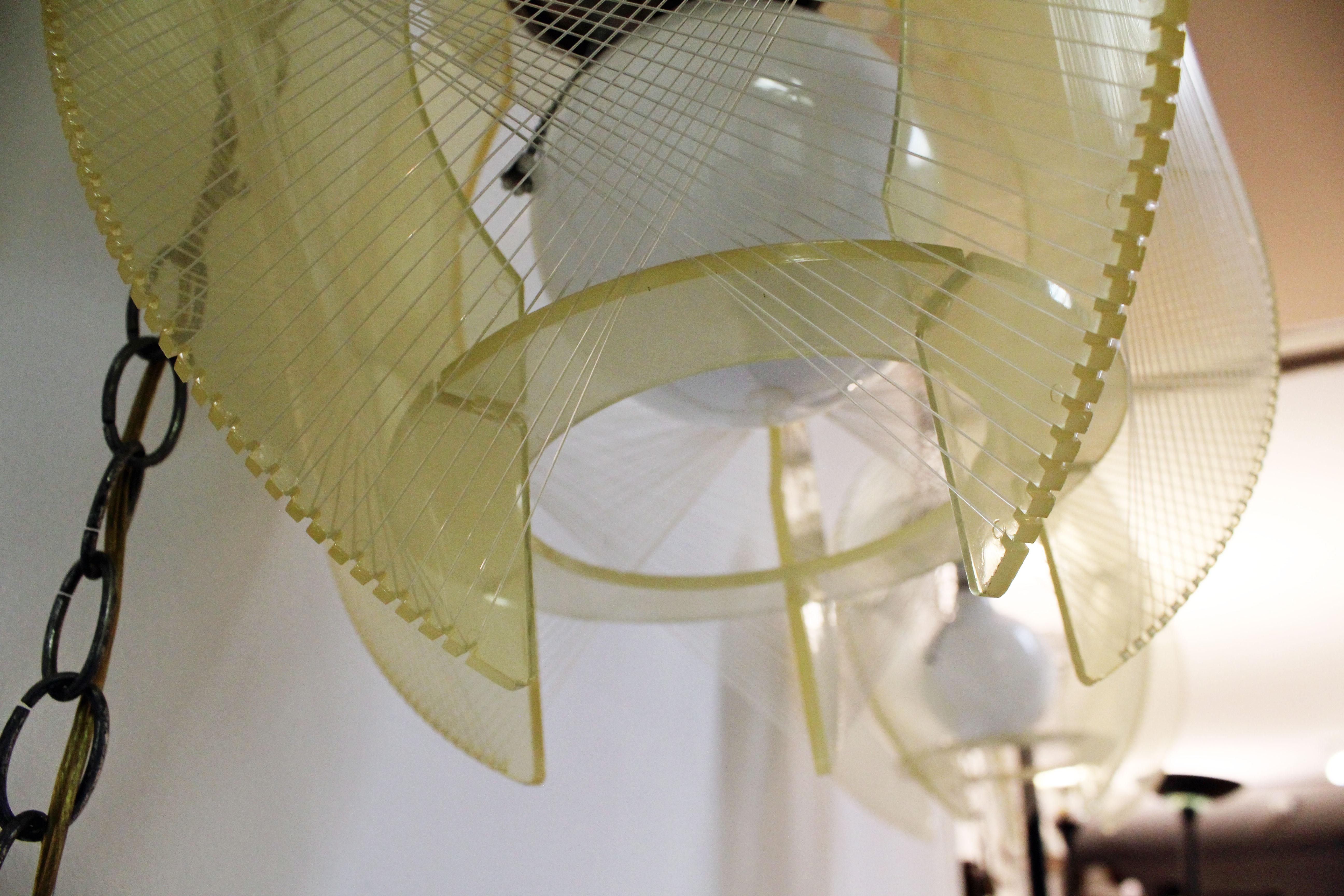 Pair of Mid-Century Modern Lucite String Hanging Chain Pendant Lighting ...