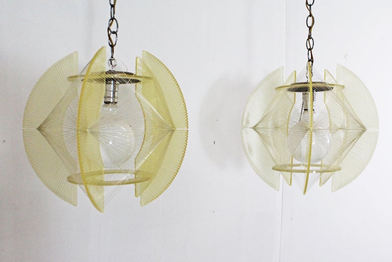 Pair of Mid-Century Modern Lucite and Nylon String Hanging Chain ...