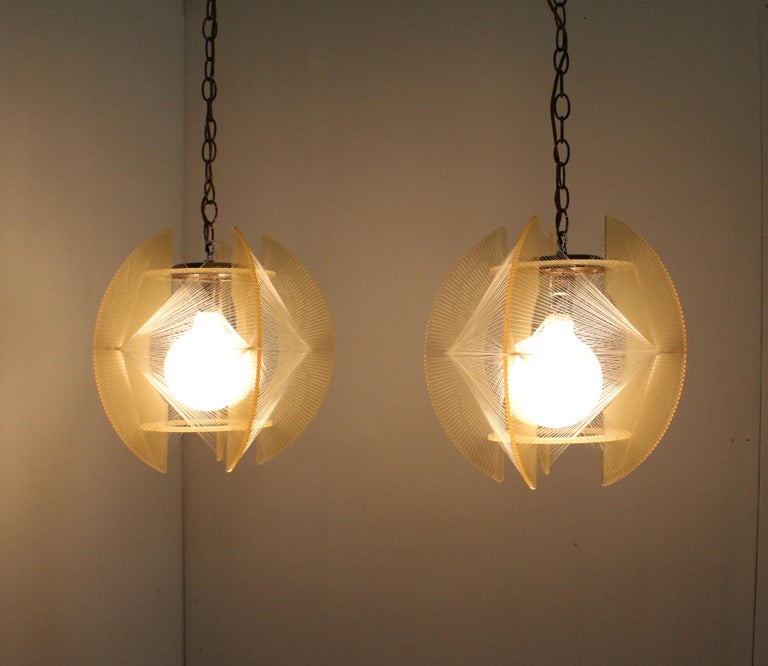 Pair of Mid-Century Modern Lucite and Nylon String Hanging Chain ...