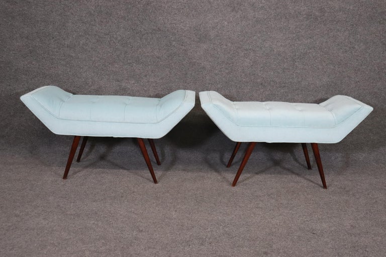 Pair of Mid-Century Modern Mahogany Winged Window Benches Stools, 1960s ...