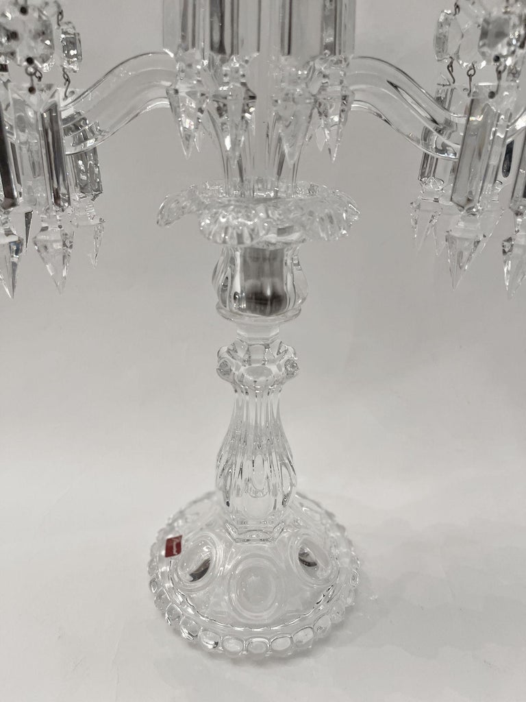 Pair of Mid-Century Modern Neoclassical Glass Obelisk Candelabras by ...
