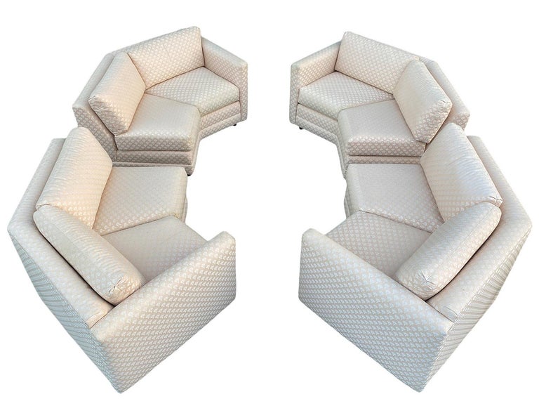 Pair of Mid-Century Modern Octagonal Curved or Circular Sectional Sofas ...