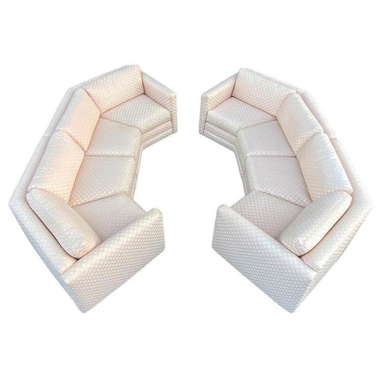 Pair of Mid-Century Modern Octagonal Curved or Circular Sectional Sofas ...