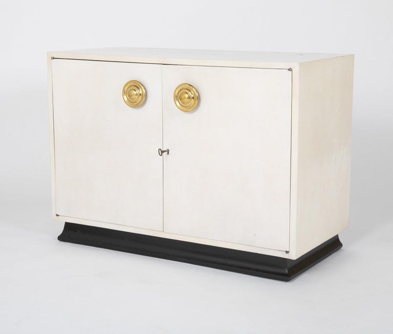 Pair of Mid-Century Modern Parchment Cabinets in the manner of Karl ...