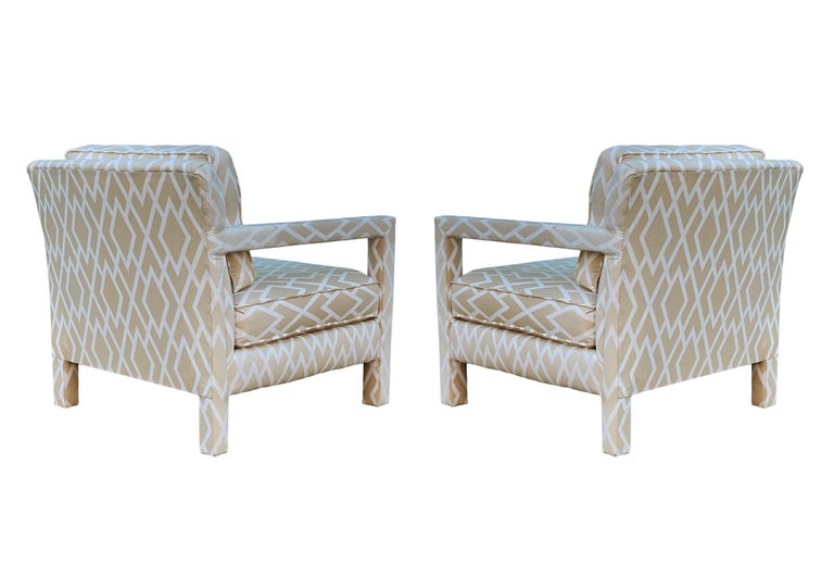 Pair of Mid-Century Modern Parsons Armchair Lounge Chairs with Open ...