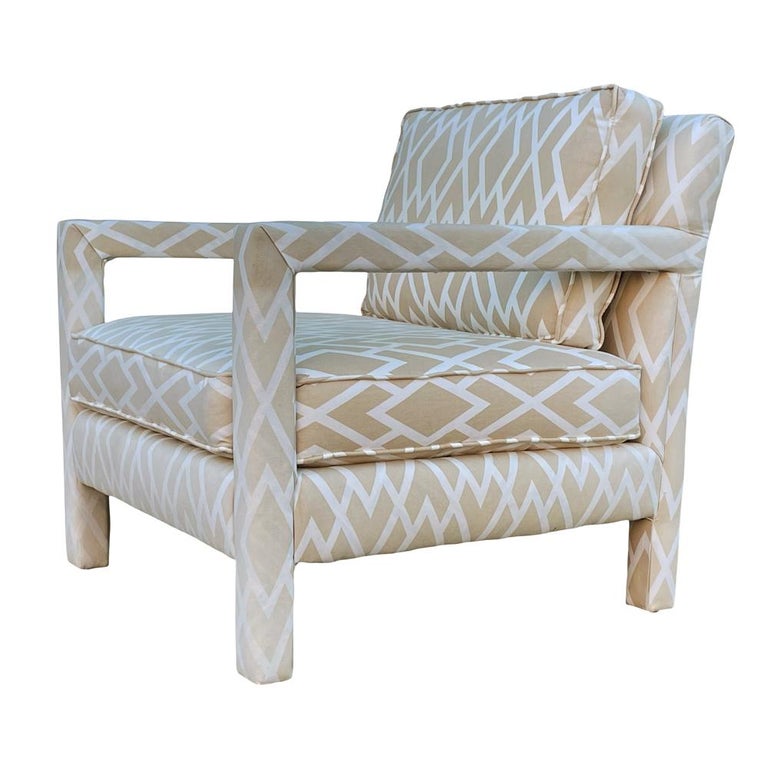 Pair of Mid-Century Modern Parsons Armchair Lounge Chairs with Open ...