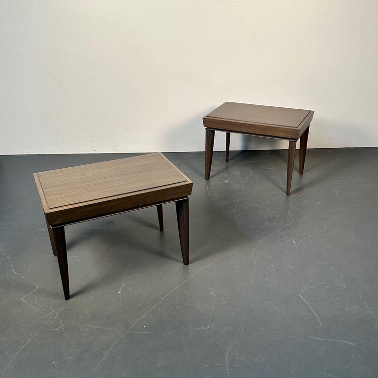 Pair of Mid-Century Modern Paul Frankl Labeled Brown Saltman Side / End ...