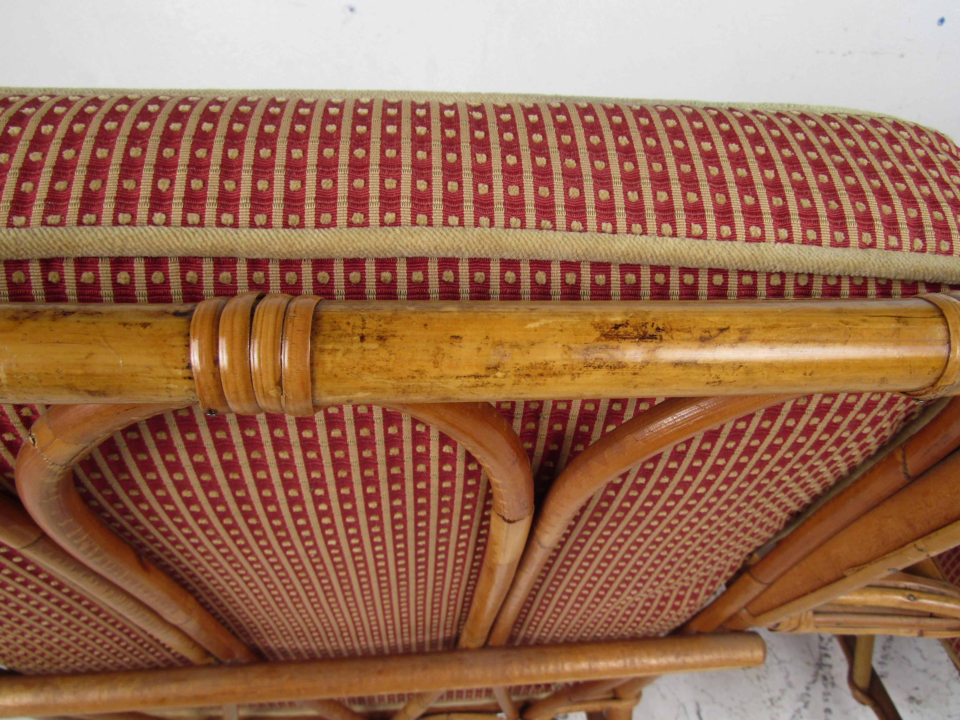 Pair of Mid-Century Modern Rattan Woven Lounge Chairs at 1stDibs