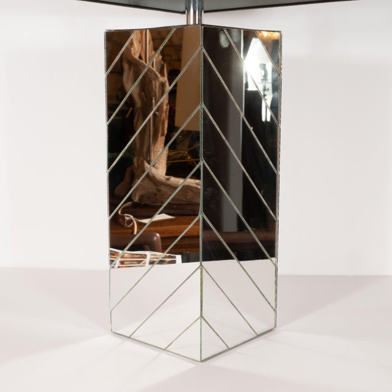 Pair of Mid-Century Modern Rectangular Mirrored Table Lamps with Nickel ...