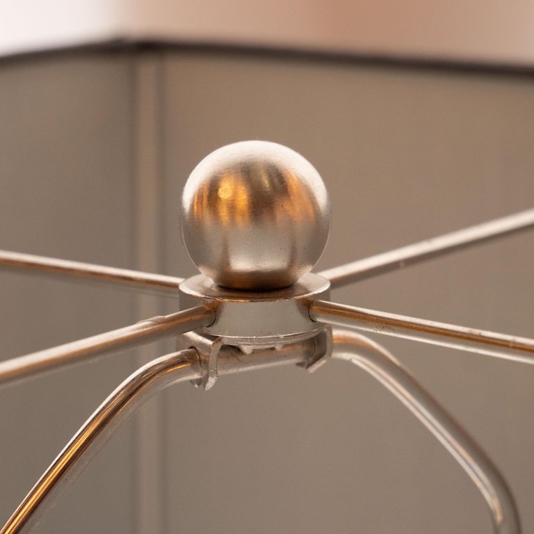 Pair of Mid-Century Modern Rectangular Mirrored Table Lamps with Nickel ...