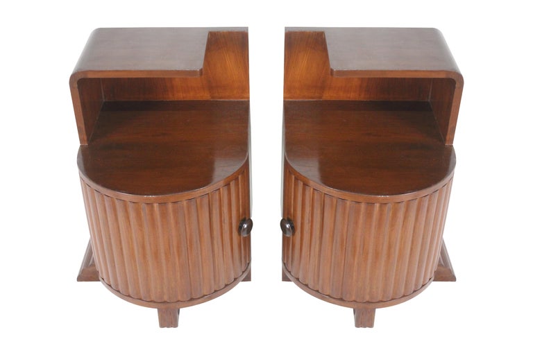 Pair of Mid-Century Modern Reeded Teak Side or End Tables at 1stDibs