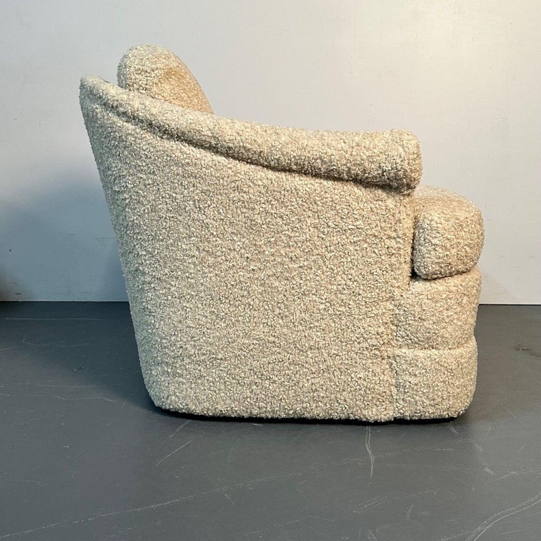 Pair of Mid-Century Modern Scroll Arm Traditional Lounge / Swivel ...