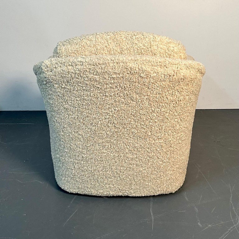 Pair of Mid-Century Modern Scroll Arm Traditional Lounge / Swivel ...