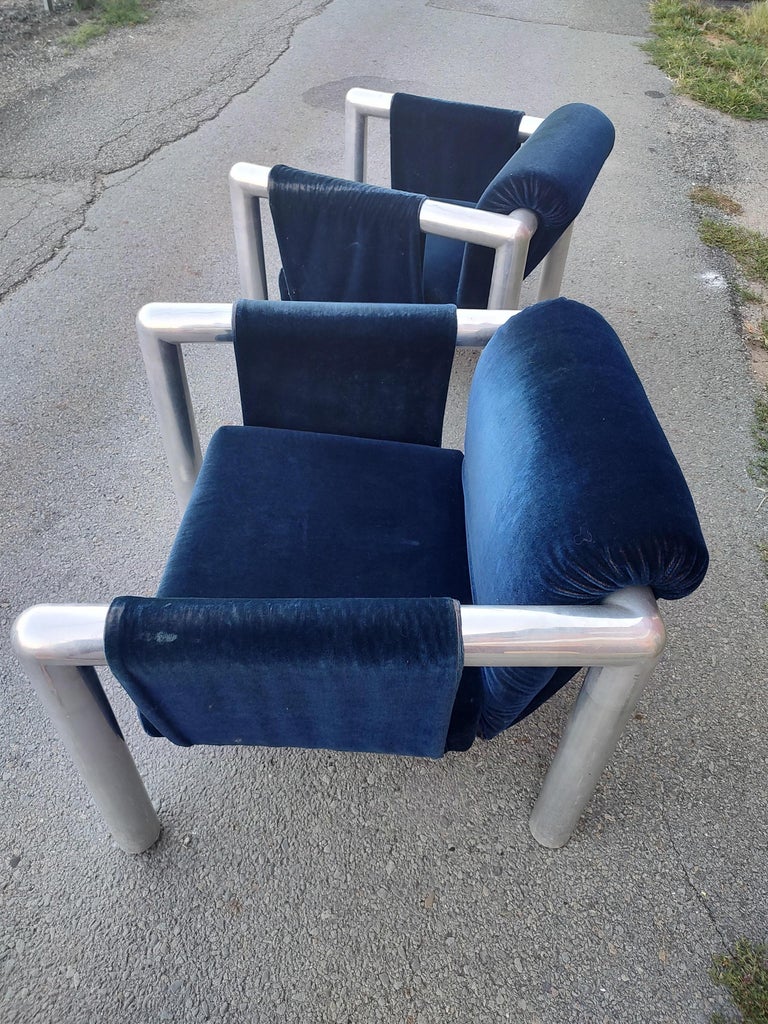 Pair of Mid-Century Modern Tubular Sling Chairs by John Mascheroni ...