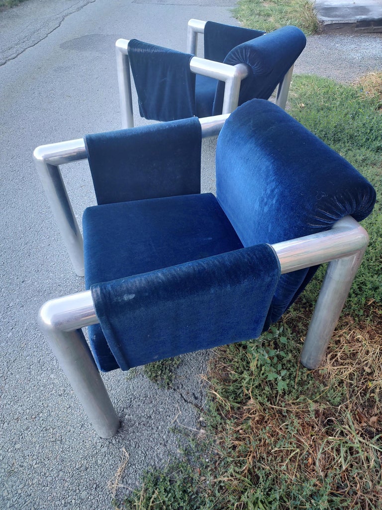 Pair of Mid-Century Modern Tubular Sling Chairs by John Mascheroni ...