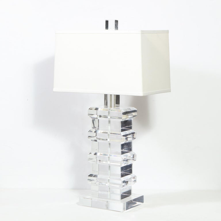 Pair of Mid-Century Modern Sculptural Translucent Lucite Table Lamps at ...