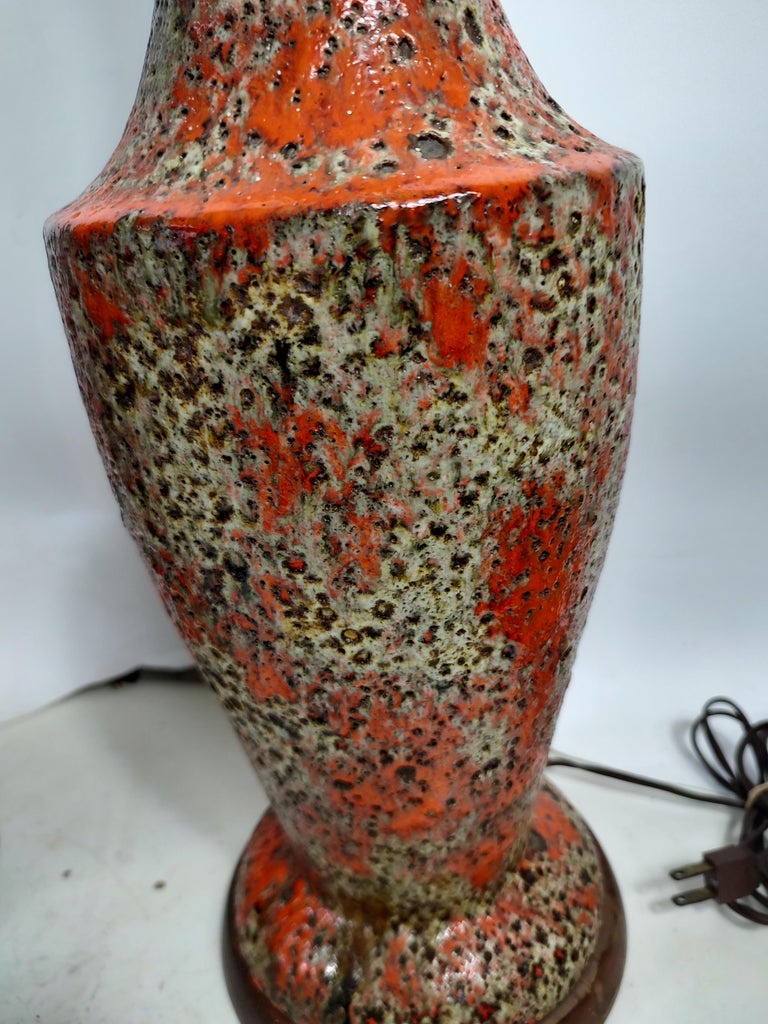 Pair of Mid-Century Modern Sculptural Walnut and Volcanic Lava Pottery ...