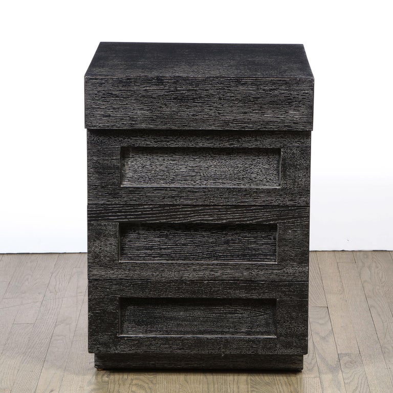 Pair of Mid-Century Modern Shadow Box Design Nightstands in Silver ...