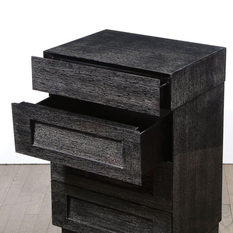 Pair of Mid-Century Modern Shadow Box Design Nightstands in Silver ...