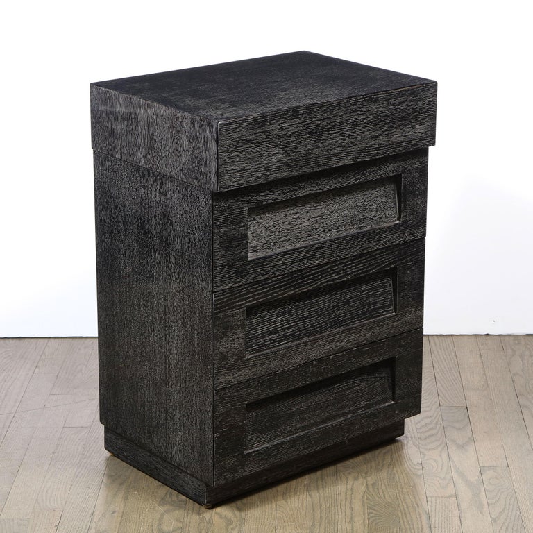 Pair of Mid-Century Modern Shadow Box Design Nightstands in Silver ...