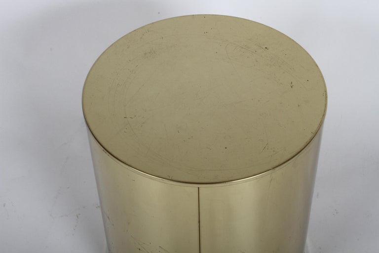 Pair of Mid-Century Modern Signed Curtis Jeré Brass Drum End Tables at ...