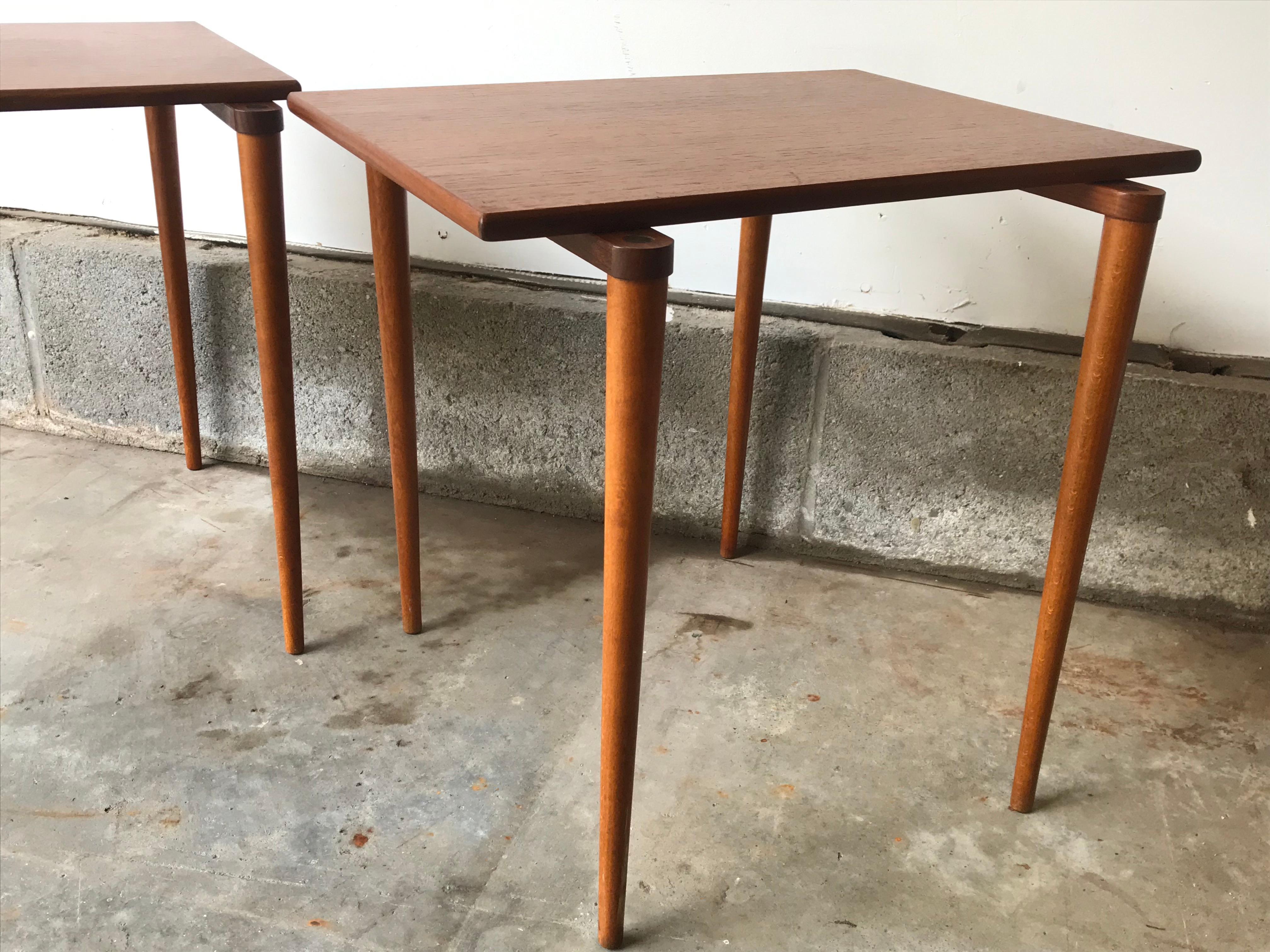 Pair of Mid-Century Modern Small Teak Stacking Side Tables, Denmark ...