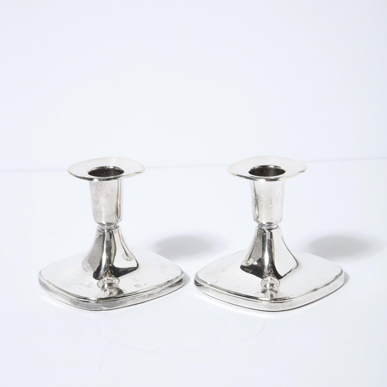 Pair of Mid-Century Modern Sterling Geometric Four Sided Candlesticks ...