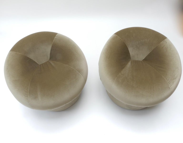 Pair of Mid-Century Modern Style Pouf or Lounge Chairs with Grey Fabric ...
