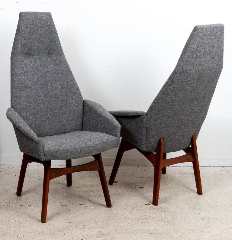 Pair of Mid-Century Modern Style Walnut High Back Chairs by Adrian ...