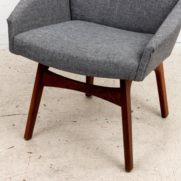 Pair of Mid-Century Modern Style Walnut High Back Chairs by Adrian ...