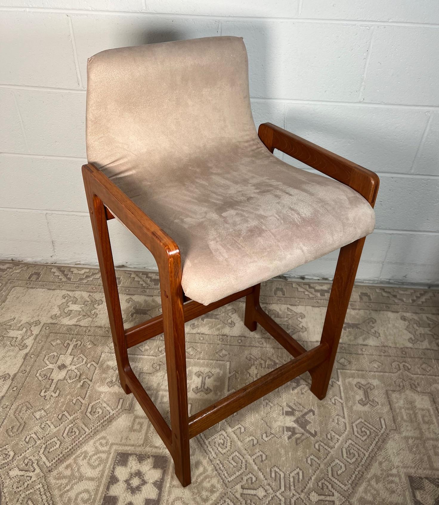 Pair Of Mid Century Modern Teak Bar Stools By D-Scan Counter Height For ...