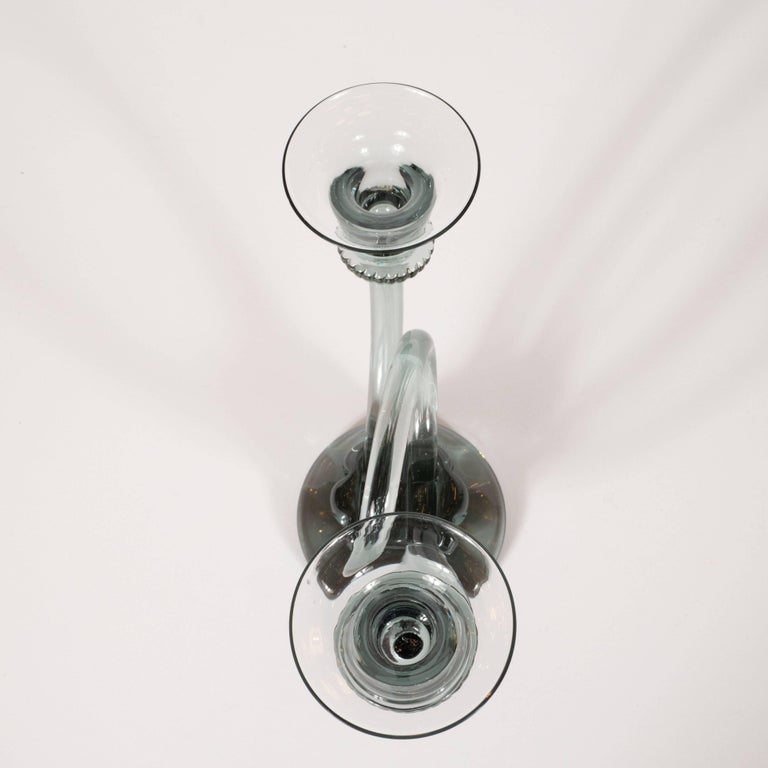 Pair of Mid-Century Modern Trumpet Form Smoked Grey Clear Glass ...